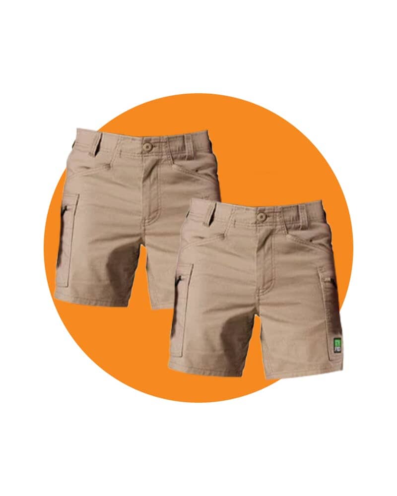 FXD Tradies WS-6 Comfort Waist Stretch Cargo Short 2 Value Pack - Khaki ...