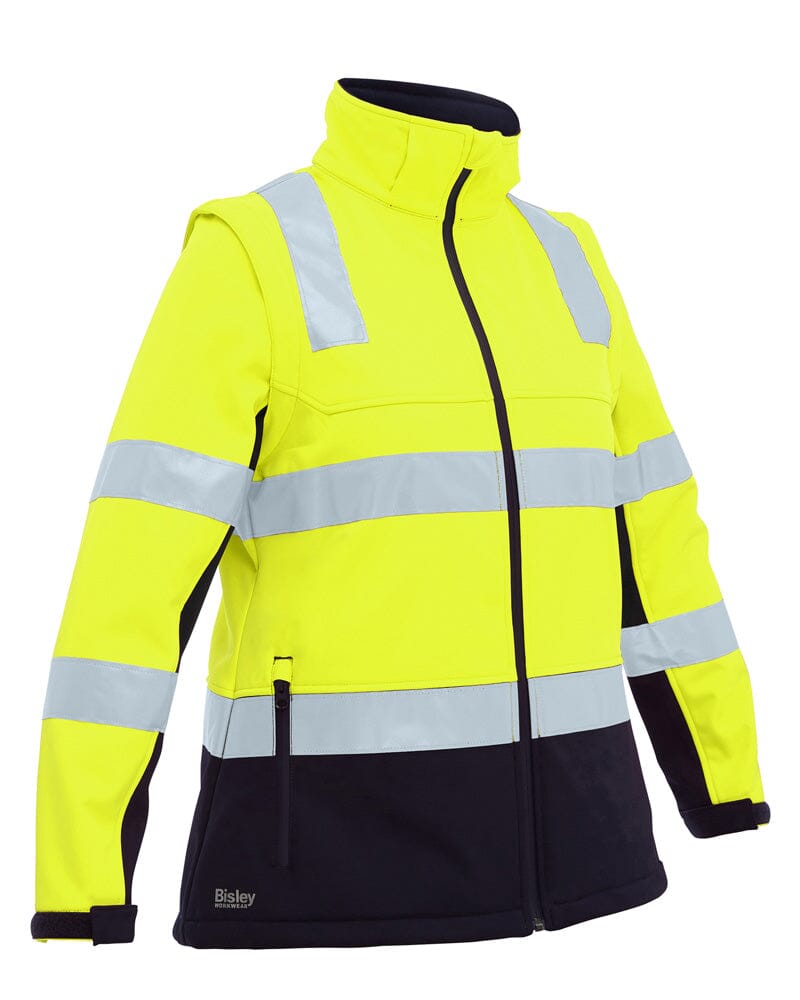 Bisley Womens Taped Hi Vis 3 In 1 Soft Shell Jacket - Yellow/Navy | Buy ...