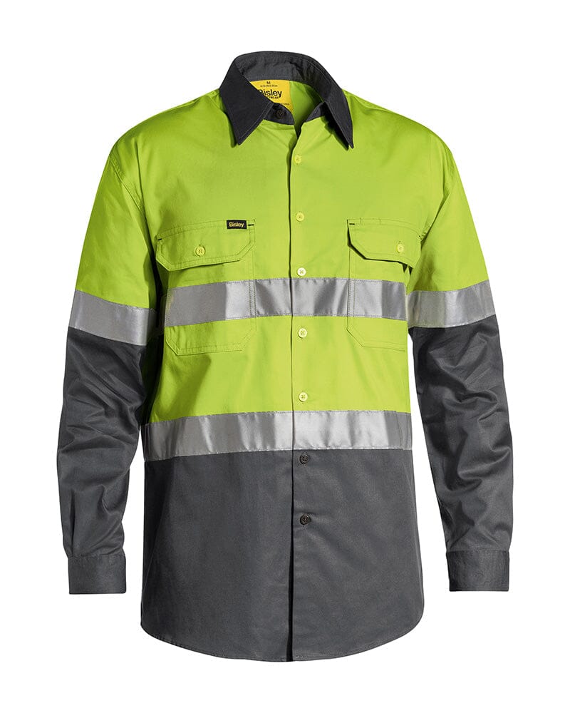 Bisley Taped Hi Vis Cool Lightweight LS Shirt * - Lime/Charcoal | Buy ...