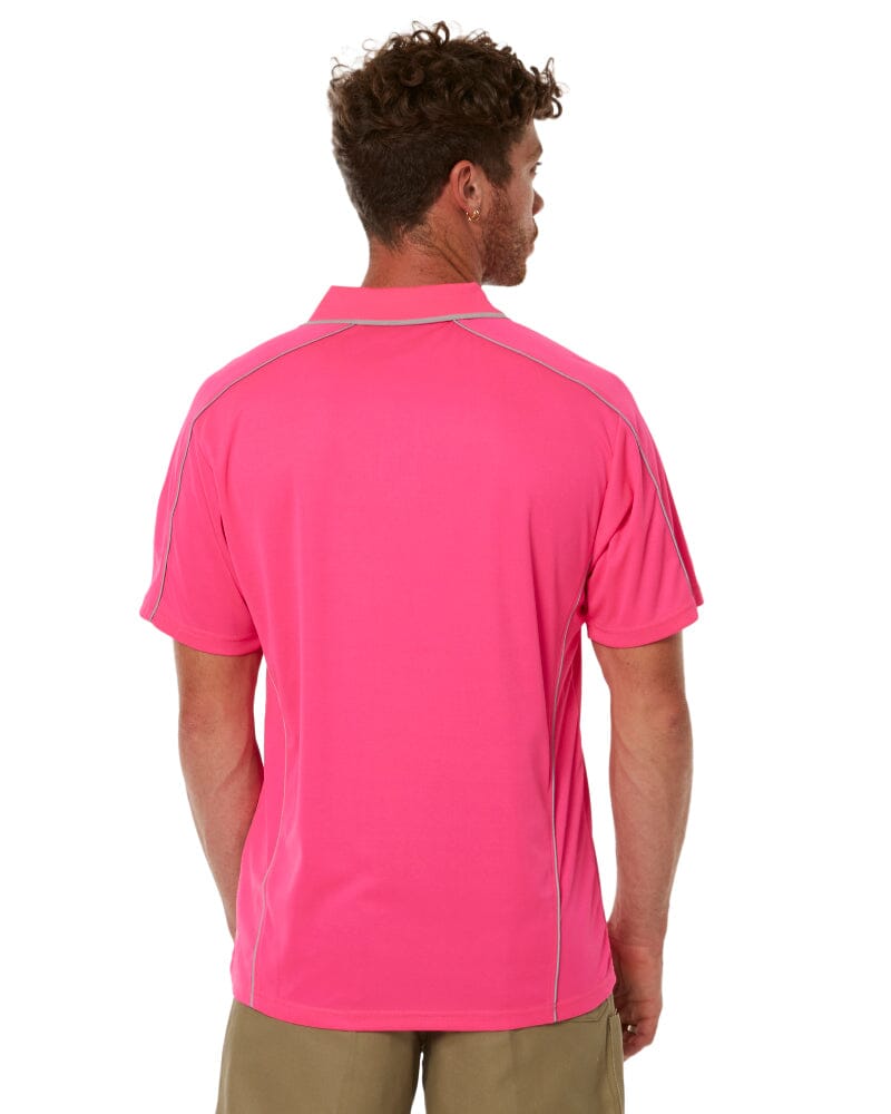 Bisley Cool Mesh Polo Shirt With Reflective Piping - Pink | Buy Online