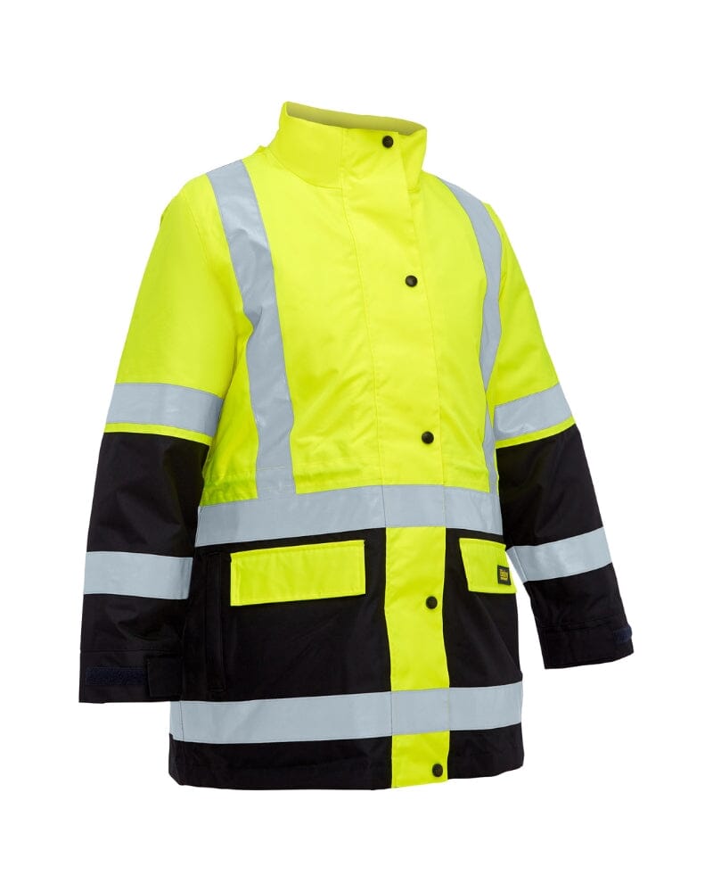 Bisley Womens Taped Hi Vis 5 In 1 Rain Jacket - Yellow/Navy | Buy Online