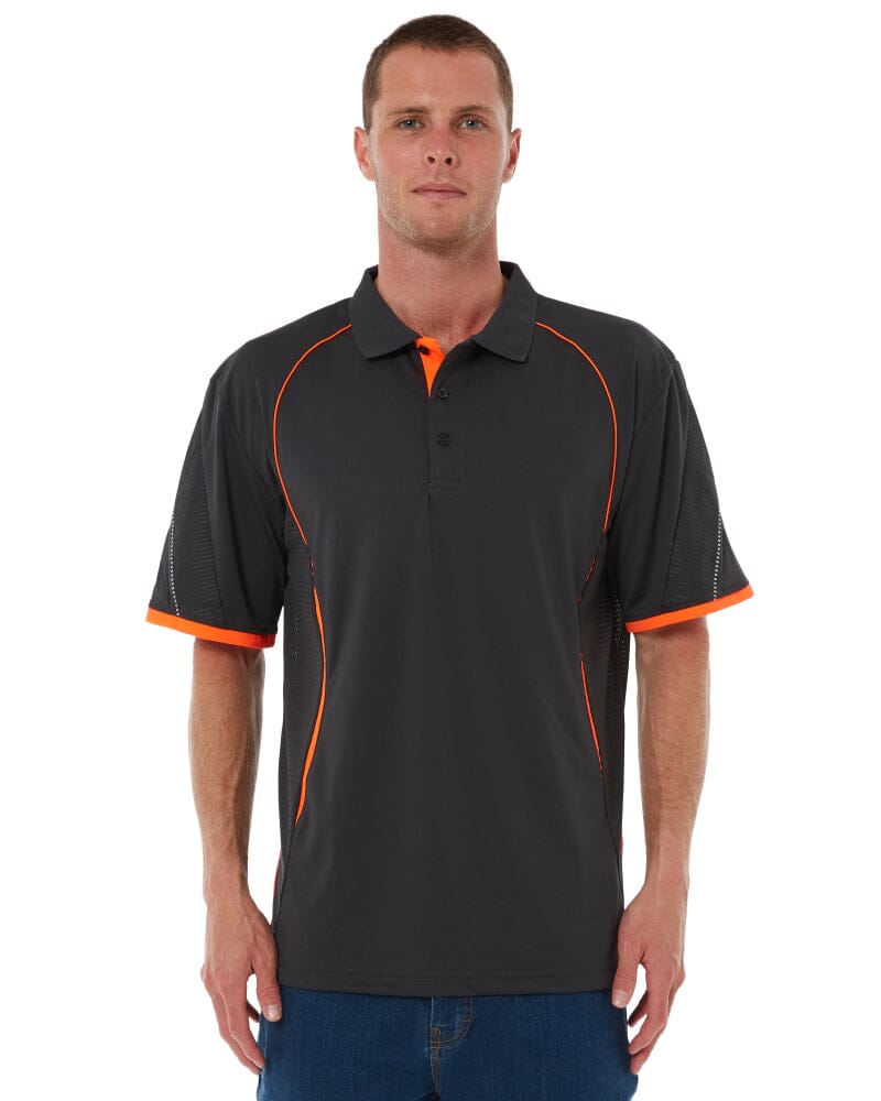 Biz Collection Razor Polo - Grey/Fluoro Orange | Buy Online