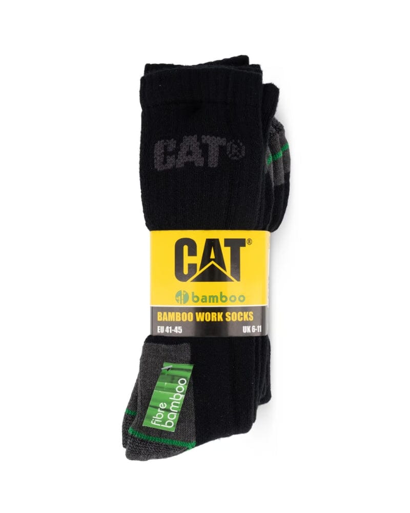 Caterpillar Bamboo Work Sock 3 Pack Med - Black | Buy Online