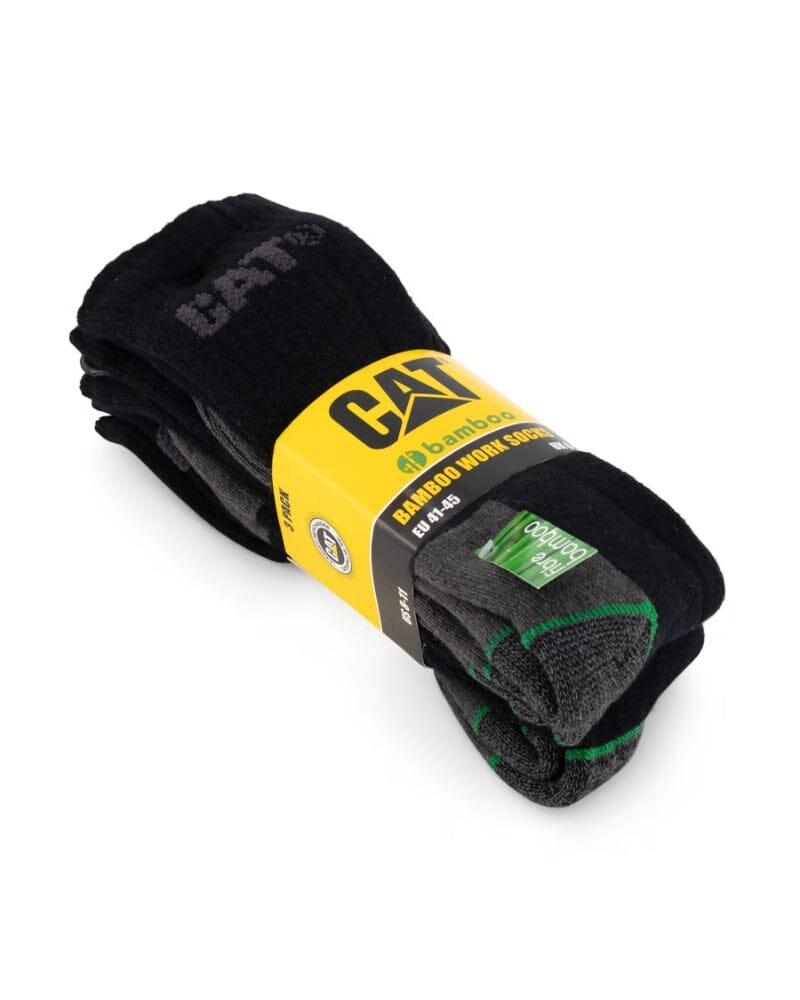 Caterpillar Bamboo Work Sock 3 Pack Med - Black | Buy Online