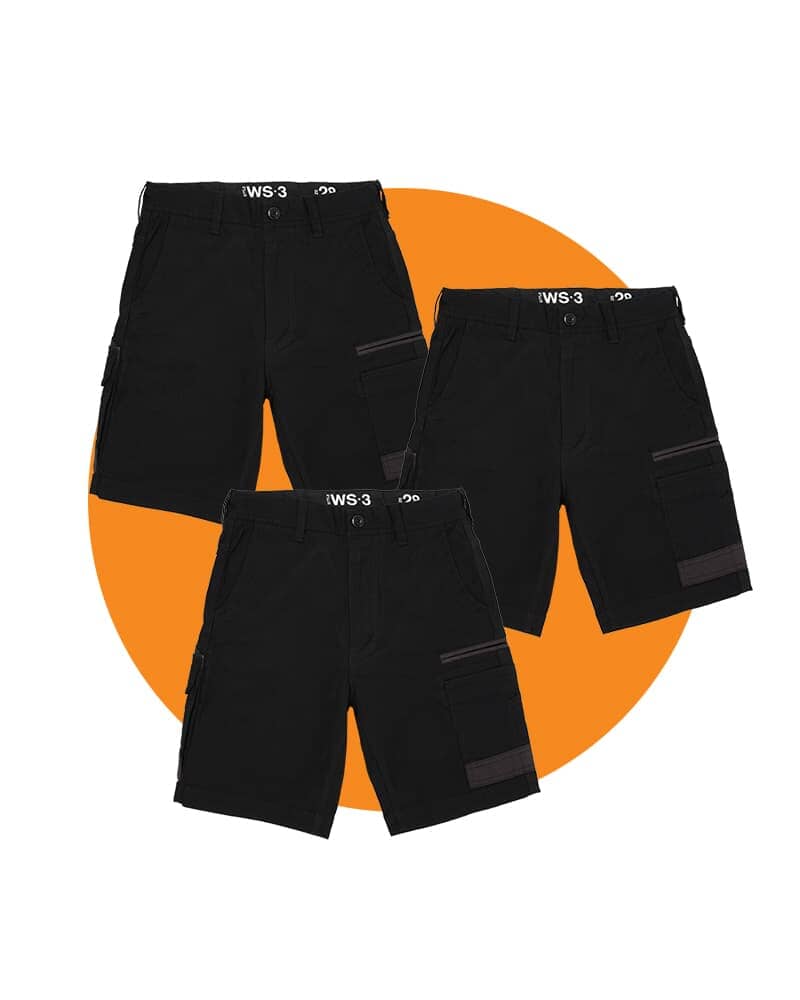 FXD Tradies WS-3 Stretch Work Short Value Pack - Black | Buy Online