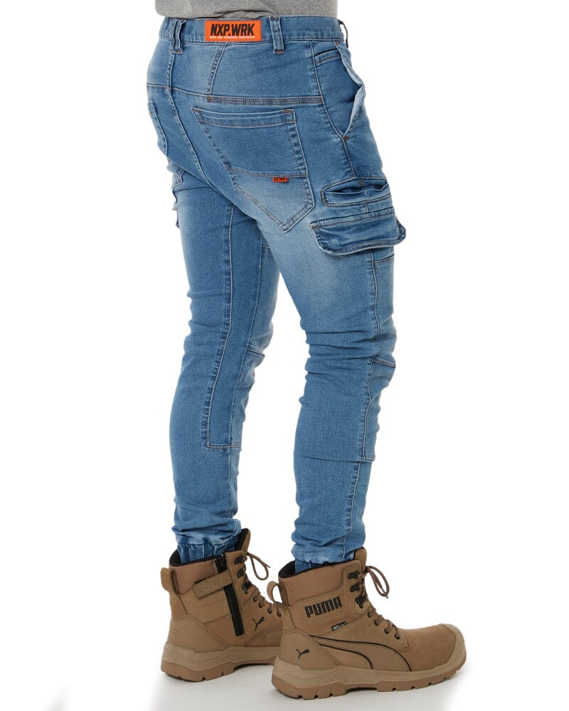 NXP.WRK Dozer Slim Fit Jogger Work Jean - Mid Blue | Buy Online