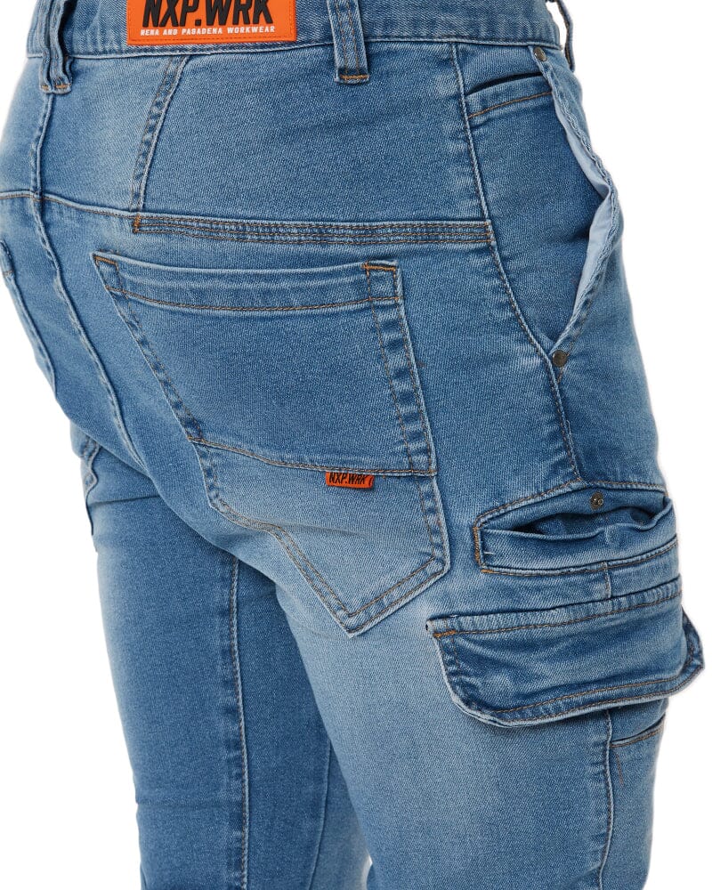 NXP.WRK Dozer Slim Fit Jogger Work Jean - Mid Blue | Buy Online
