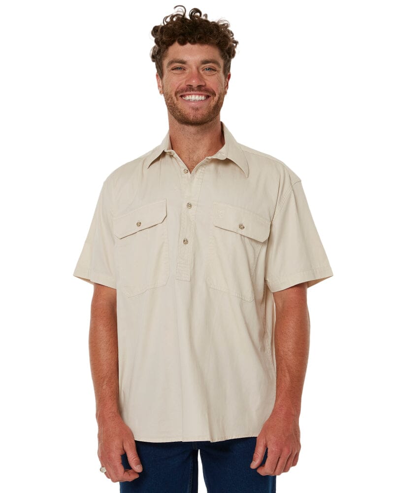 Pilbara Closed Front SS Shirt - Stone | Buy Online