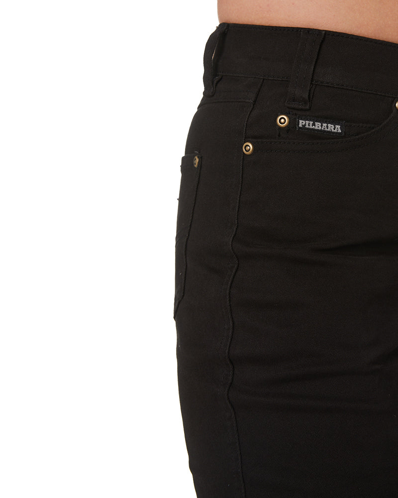 Pilbara Ladies Cotton Stretch Jeans - Black | Buy Online
